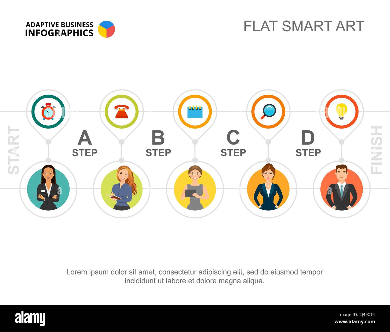 Five steps process chart template. Business data. Abstract elements of ...