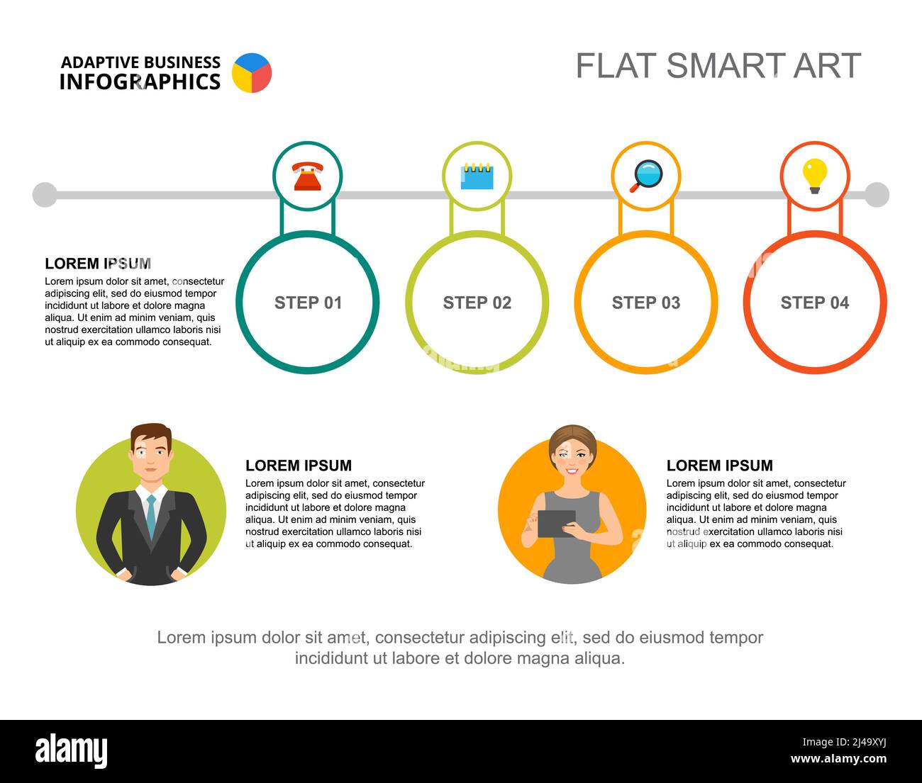 Four steps process chart template for presentation. Vector illustration ...