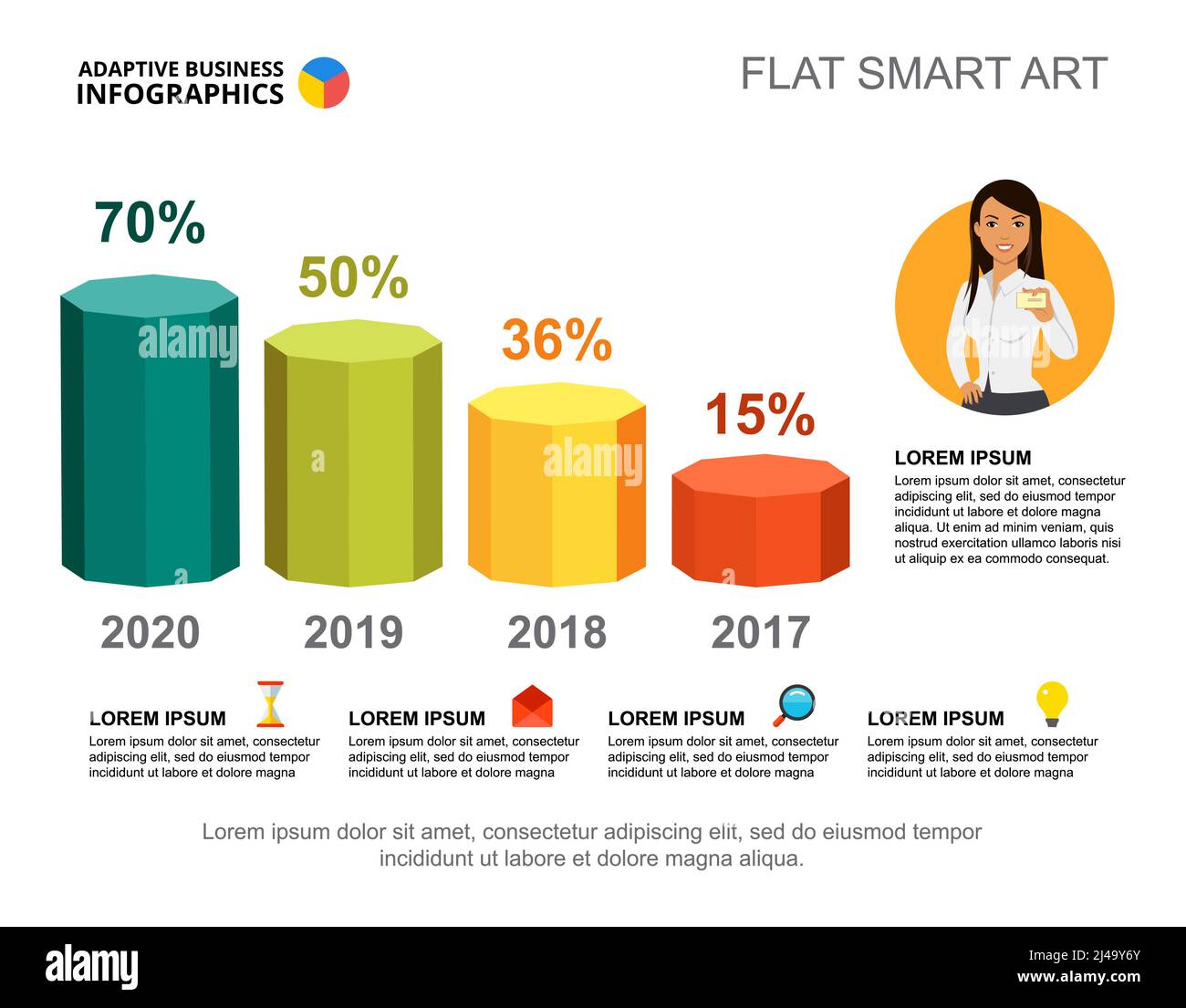 Four years timeline bar chart template for presentation. Vector ...