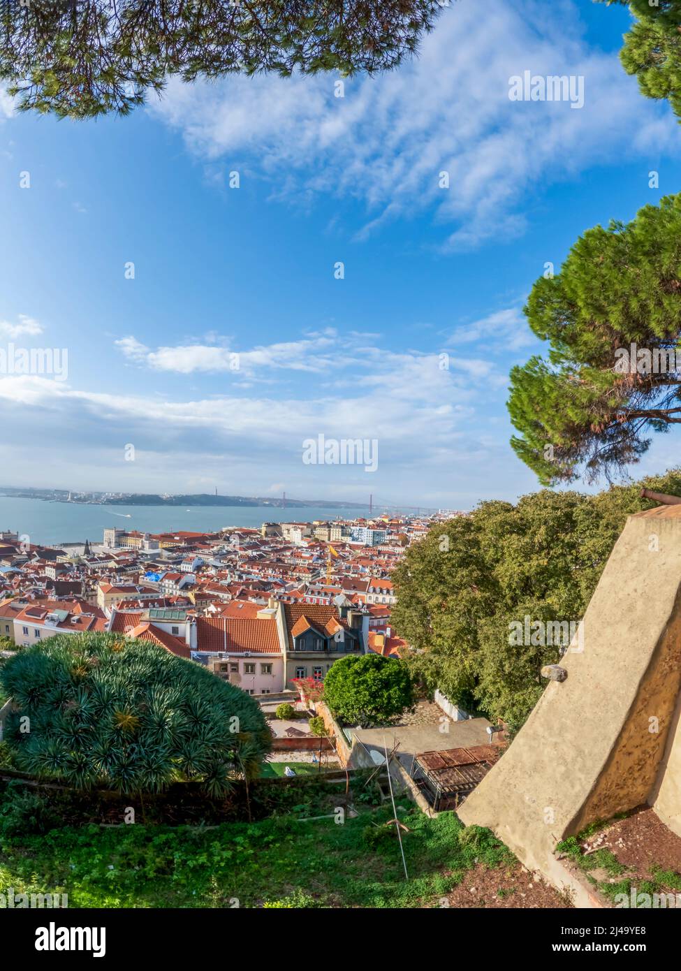 Walls of the Saint George Castle a historic castle in the Portuguese ...