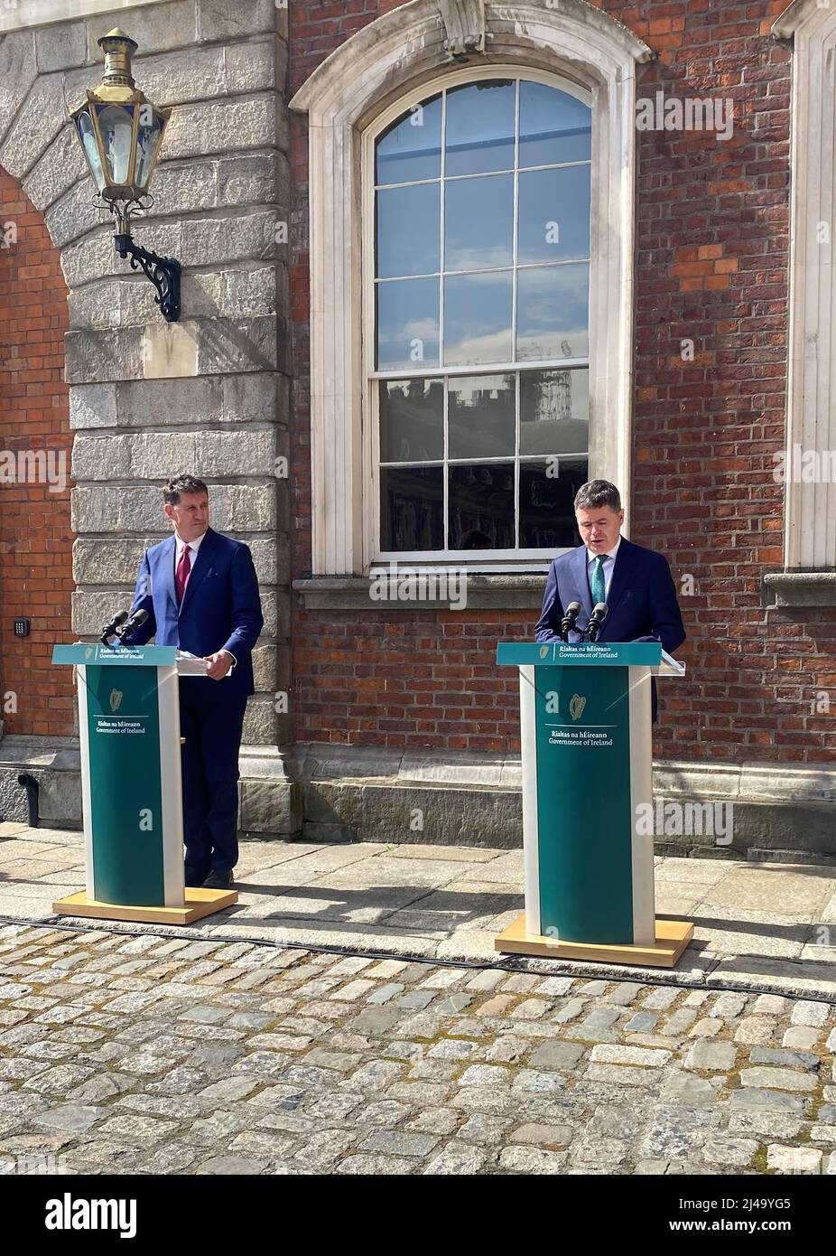 Minister for Transport Eamon Ryan (left) and Minister for Finance ...
