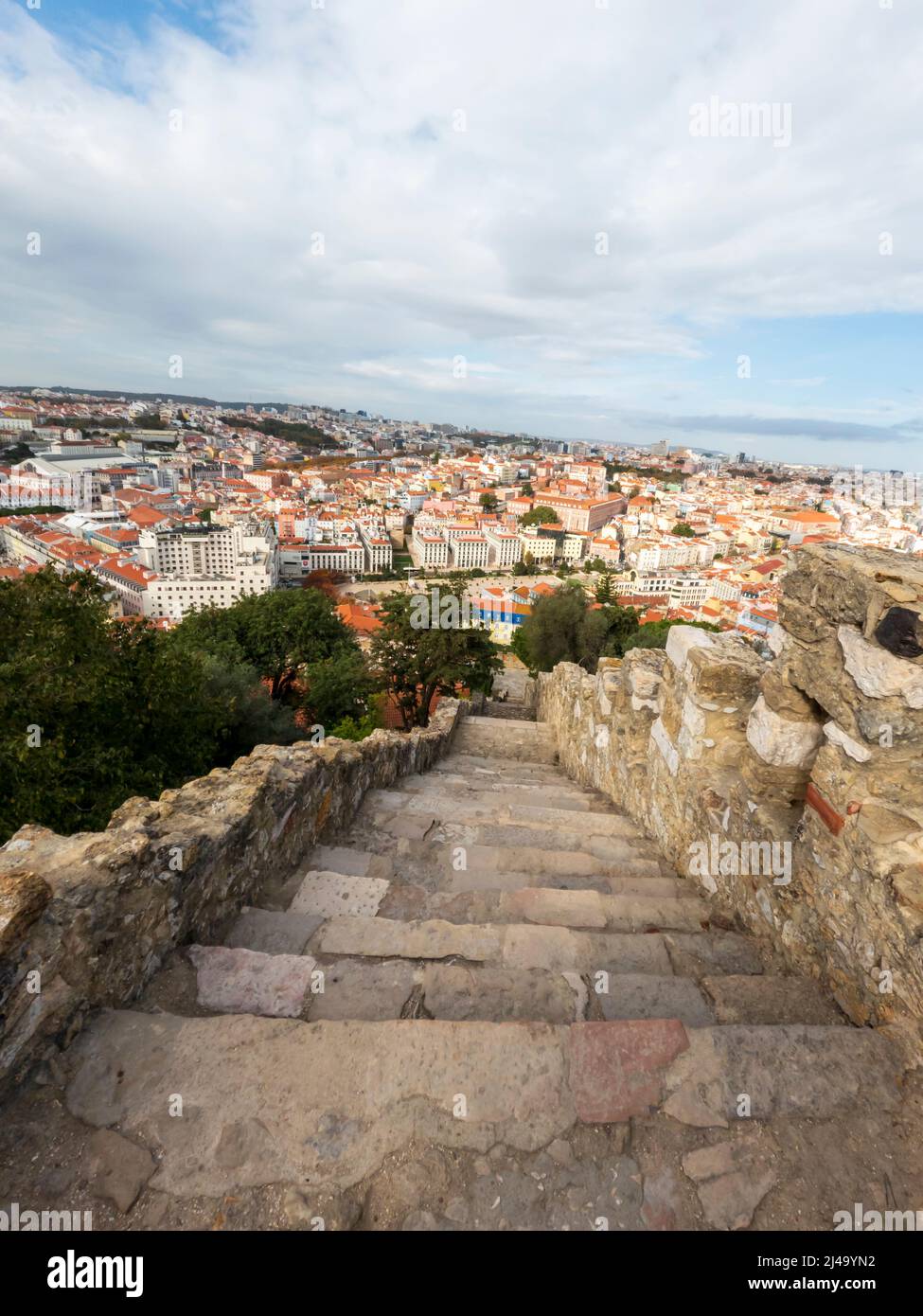 Stairway in Saint George Castle, São Jorge Castle a Moorish castle on ...
