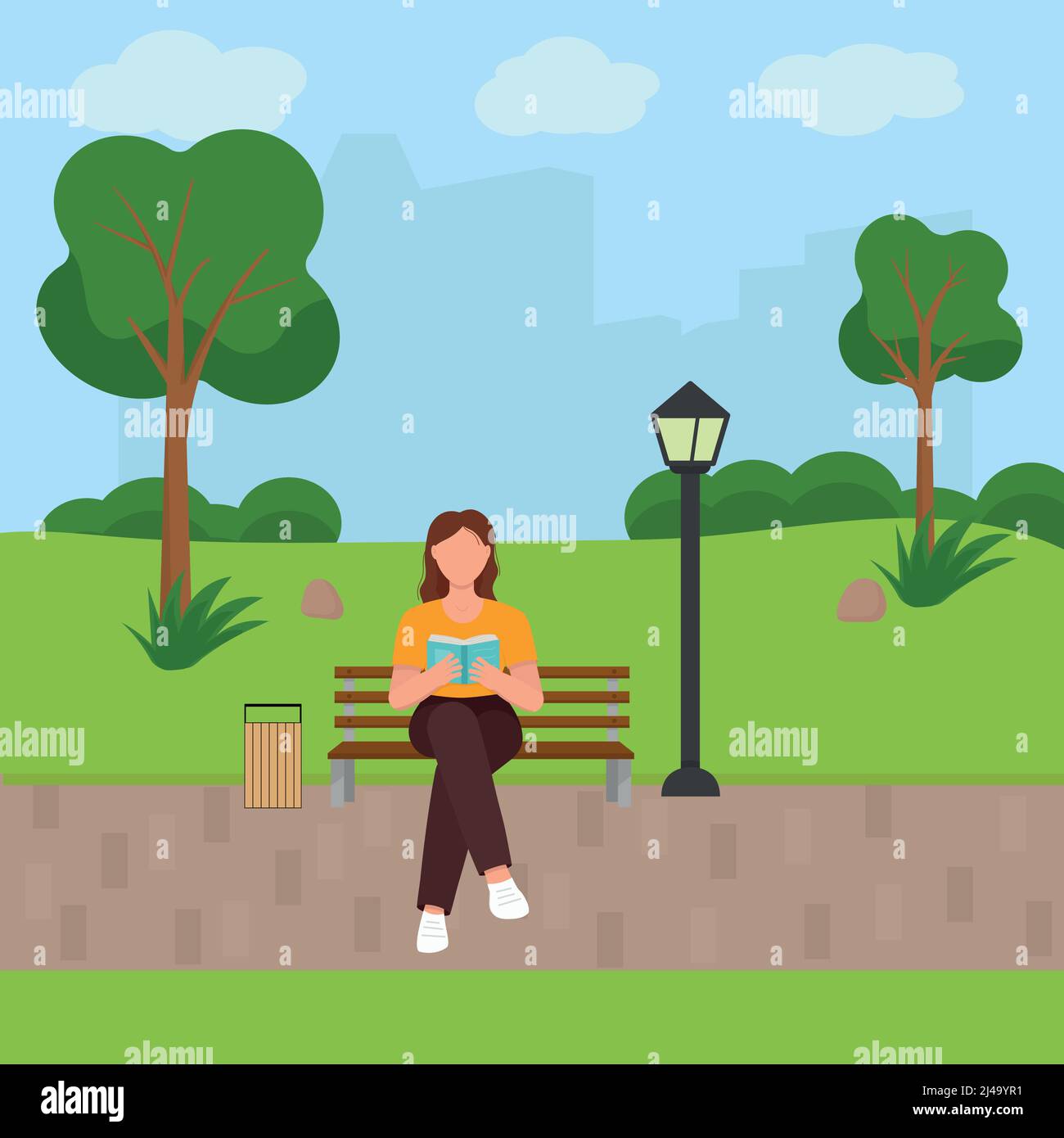 Reading a book at the park Stock Vector Images - Alamy