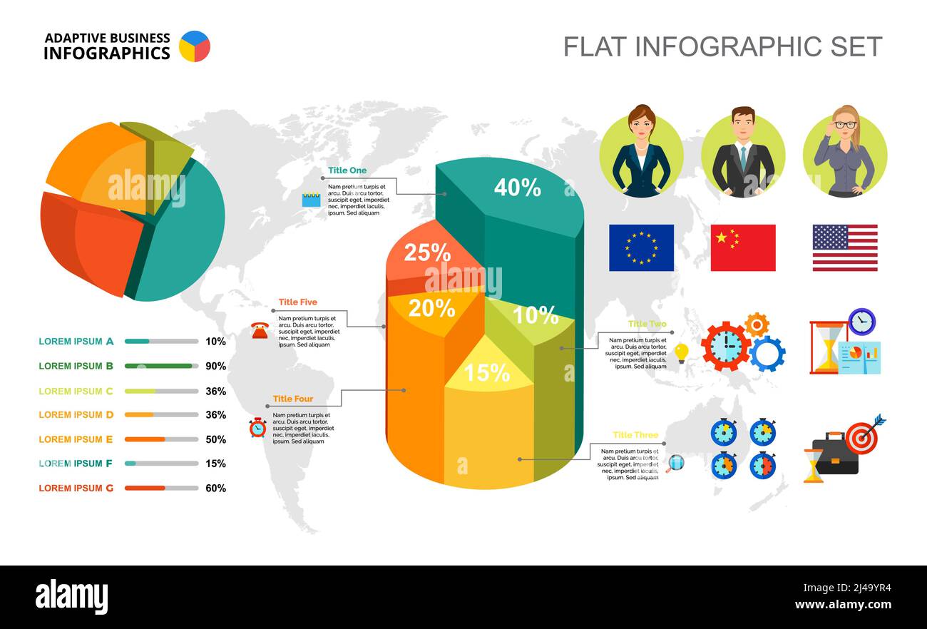 International business percentage and pie charts template for ...
