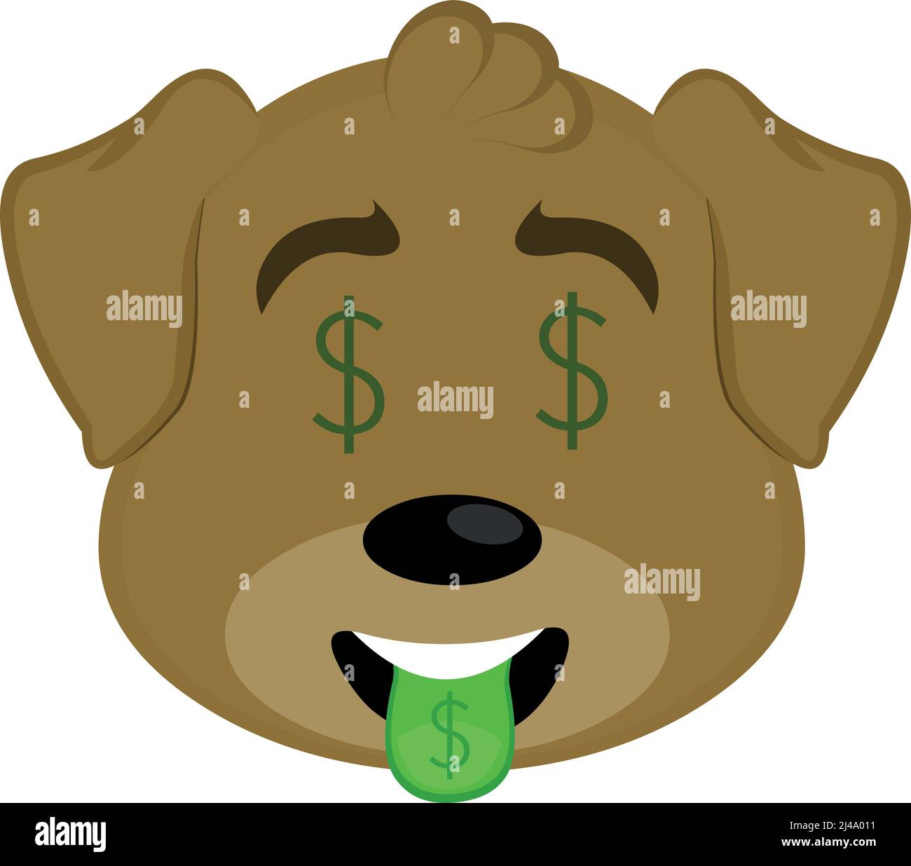 Vector illustration of the face of a cartoon dog with the dollar sign ...