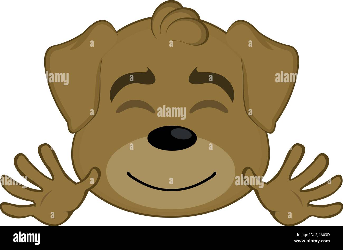 Vector illustration of the face of a cartoon dog with a happy ...