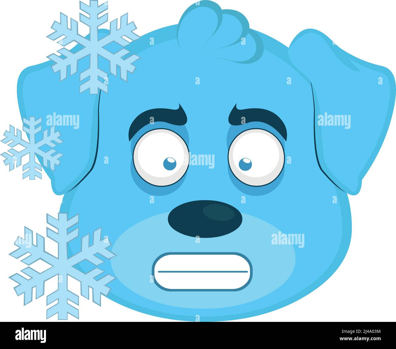 Vector emoticon illustration of the face of a frozen cartoon dog Stock ...