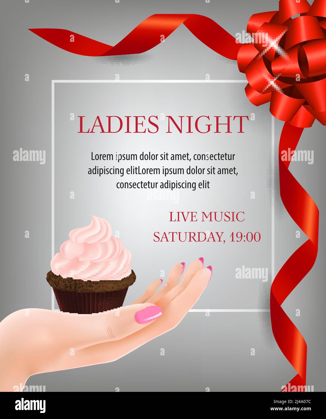 Ladies Night Party Invitations Vector Illustration. Handwritten