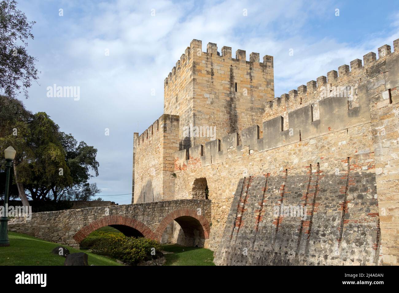 Walls of the Saint George Castle a historic castle in the Portuguese ...