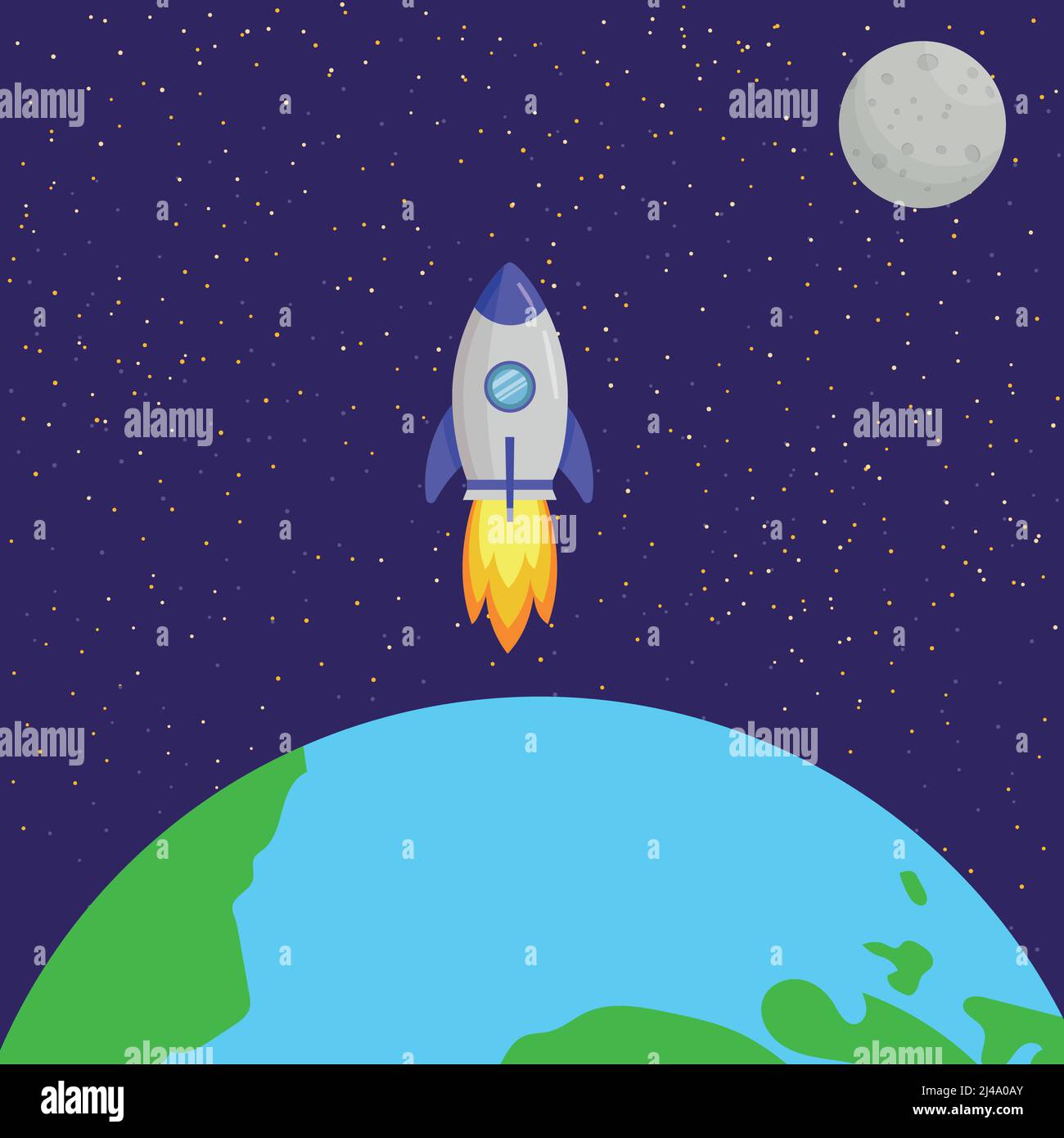 The rocket flies to the moon. Solar system, space Stock Vector Image ...