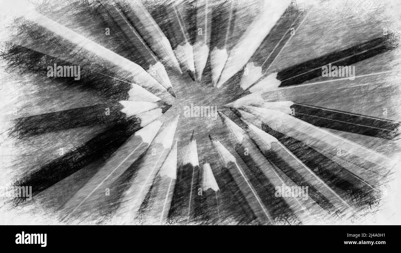 Pencils in pencil drawing Black and White Stock Photos & Images - Alamy