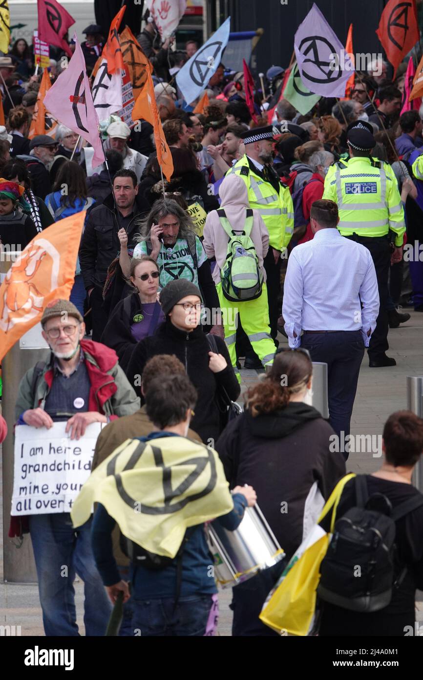 Westminster London, UK. 13th April 2022. Extinction Rebellion XR ...