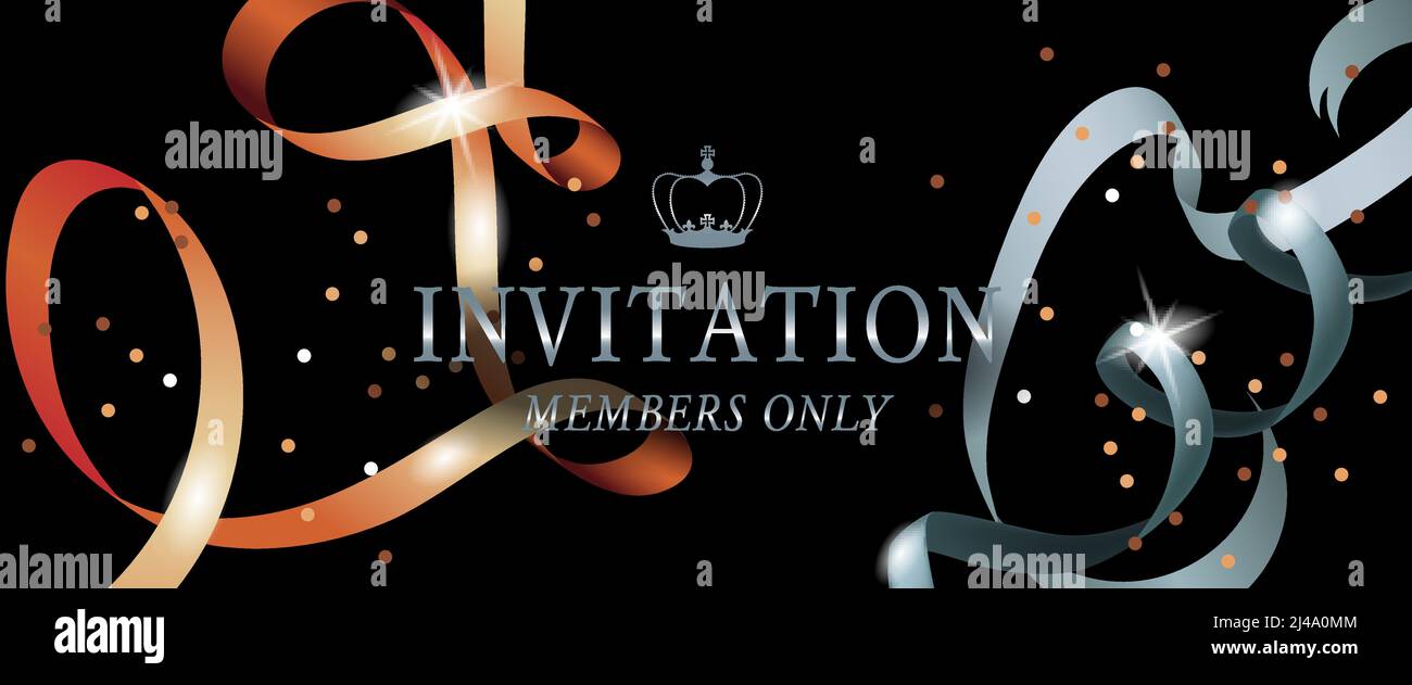 Invitation members only banner design with shining ribbons. Creative ...
