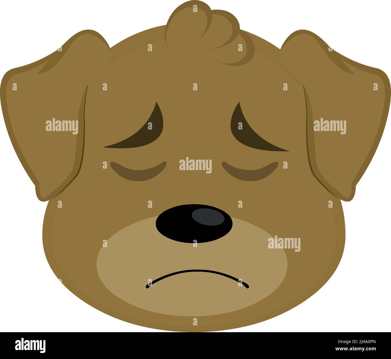 Vector illustration of the face of a cartoon dog with a sad expression ...