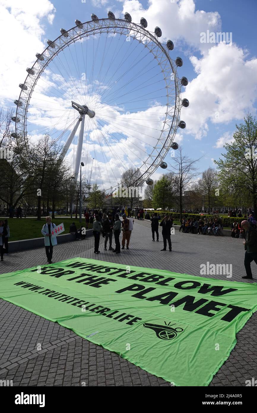 Westminster London, UK. 13th April 2022. Extinction Rebellion XR ...