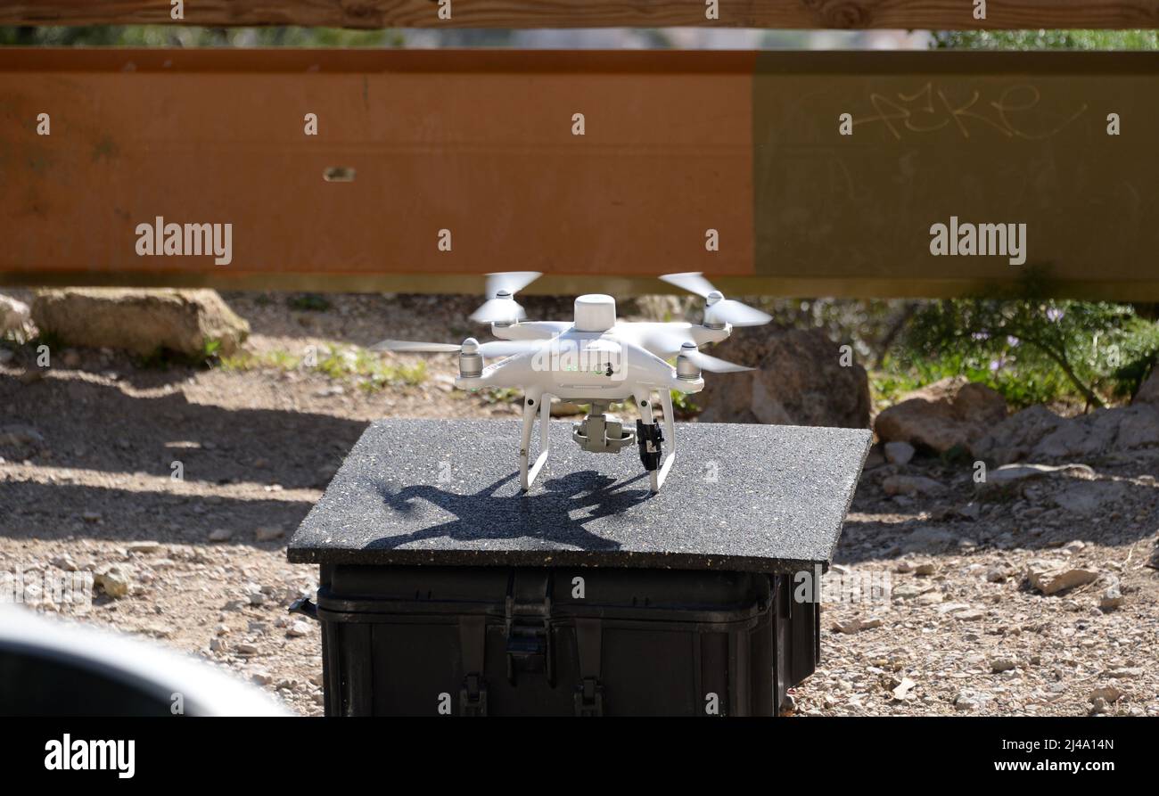 Drone for exploration and control of difficult access works Stock Photo ...