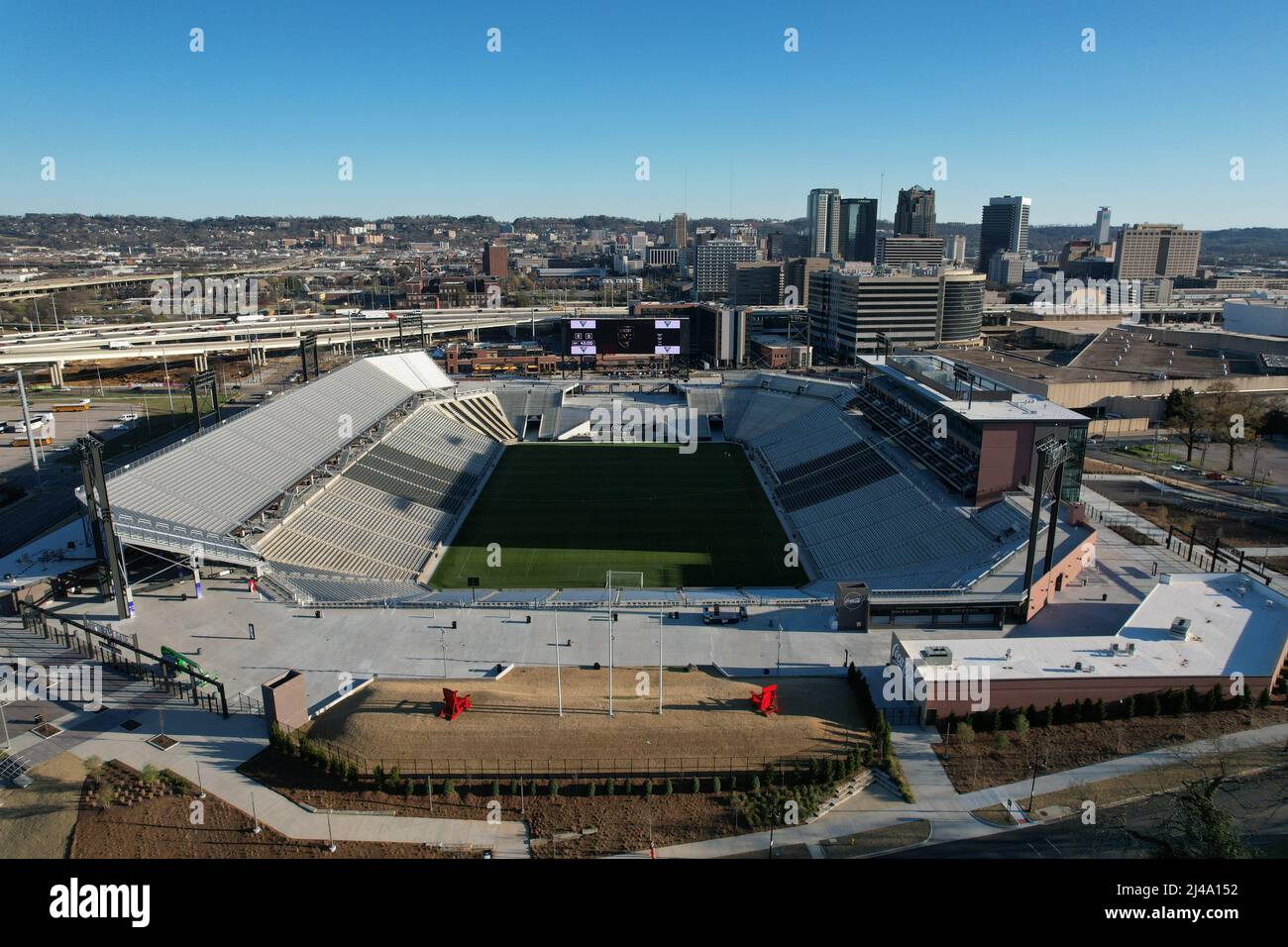 An aerial view of Protective Stadium, Thursday, Mar 10, 2022, in ...