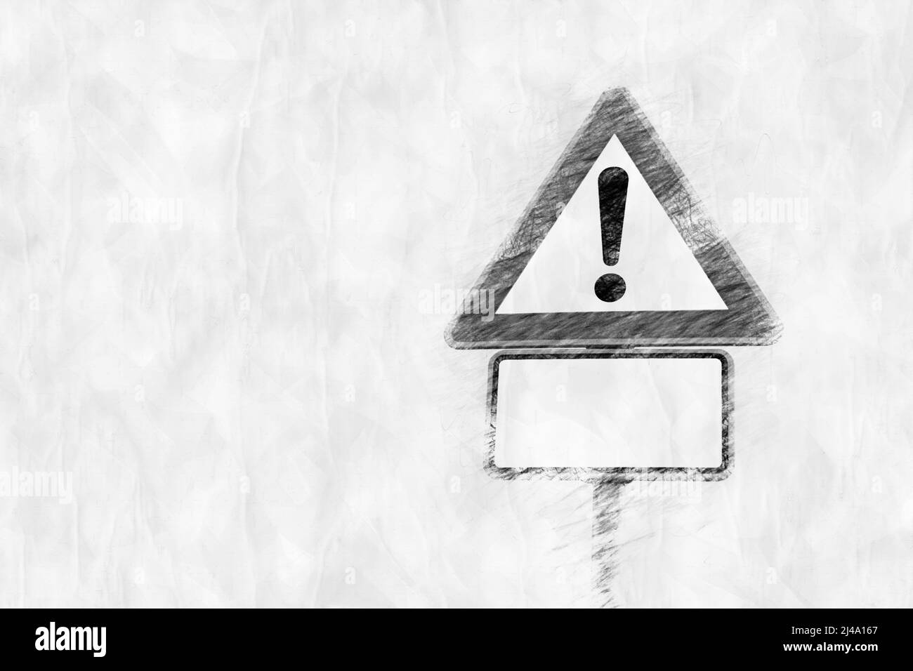 closeup of triangle road sign in pencil drawing style Stock Photo - Alamy