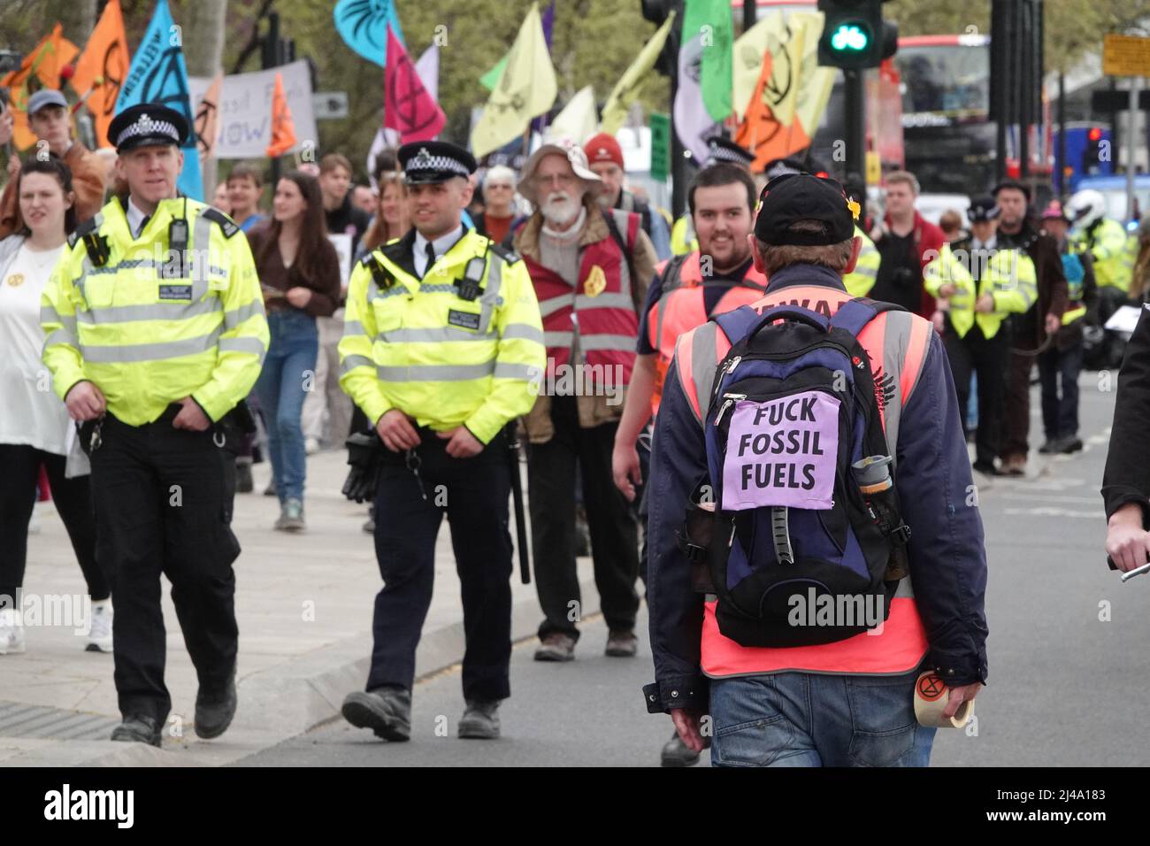 Westminster London, UK. 13th April 2022. Extinction Rebellion XR ...