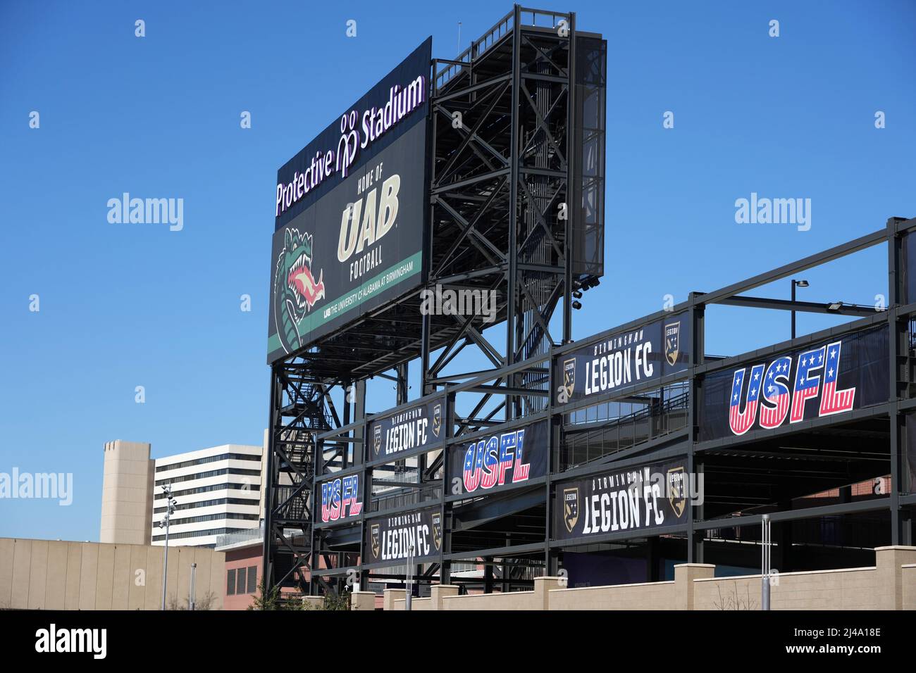 USFL banners at Protective Stadium and Legion Field, Sunday, Mar. 13 ...