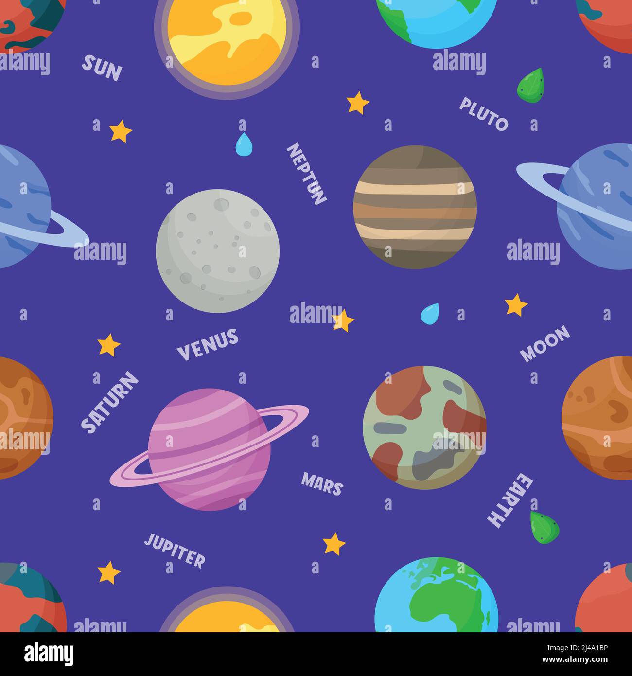 Different types of planets in the solar system. Space seamless pattern ...