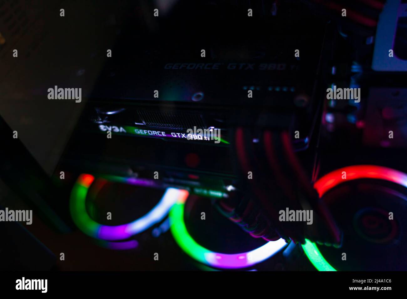 MILAN, ITALY 9 APRIL 2022: GPU video card in a gaming PC. Shortage of ...