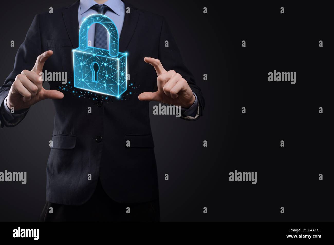 Cyber security network. Padlock icon and internet technology networking ...