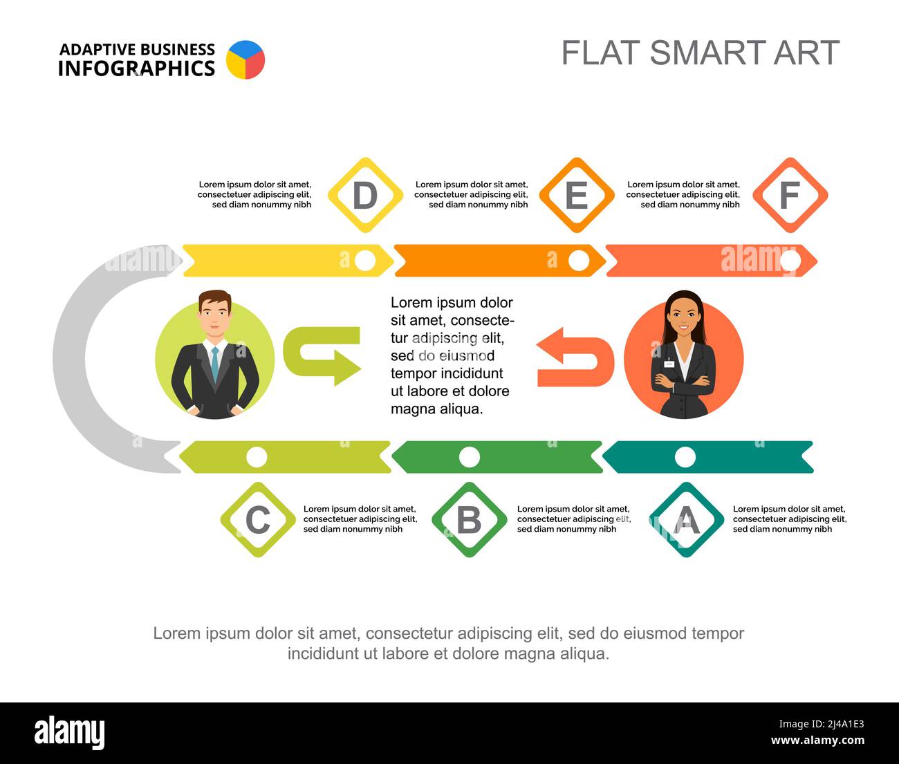 Six steps workflow process chart template for presentation. Vector ...