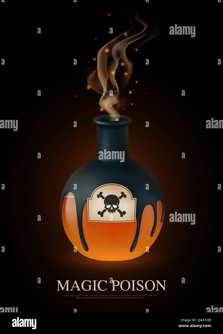 Colored realistic poison composition with magic poison headline and ...