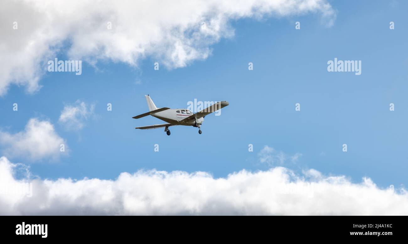 Single Engine Small Airplane taking off from an Airport Stock Photo - Alamy