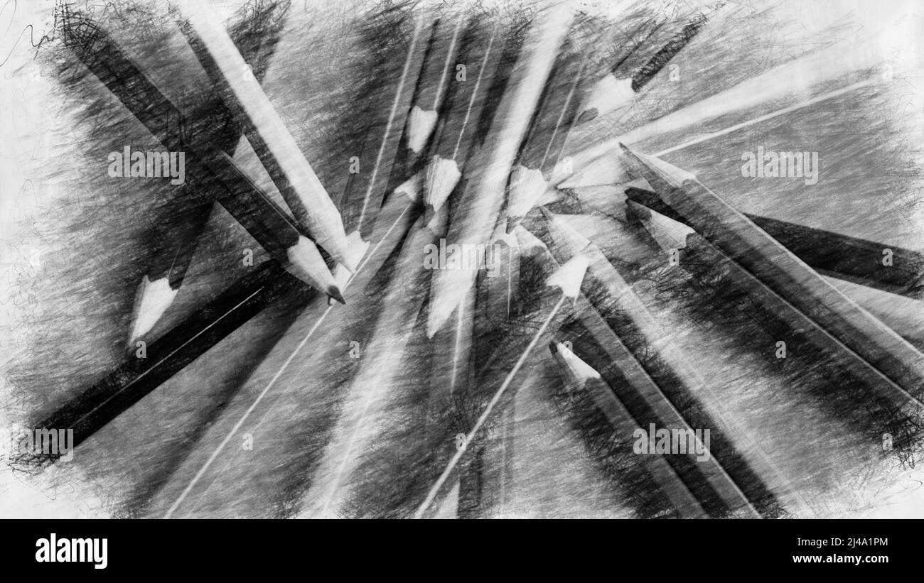 pencils in pencil drawing style Stock Photo - Alamy