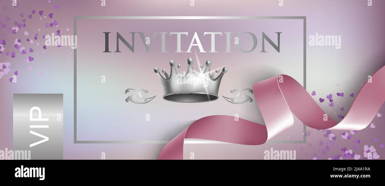VIP invitation lettering with ribbon and crown. Party invitation design ...