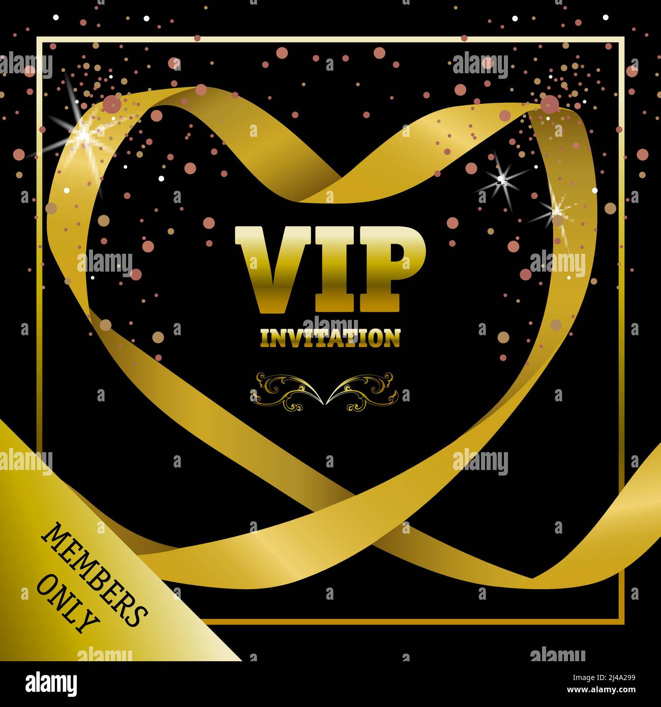VIP invitation members only banner design in heart-shaped ribbon ...