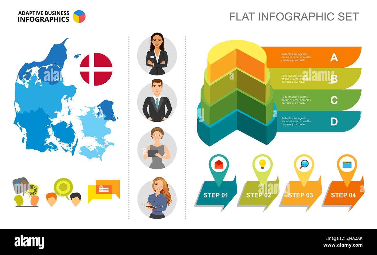 Teamwork process chart template. Business data. Abstract elements of ...