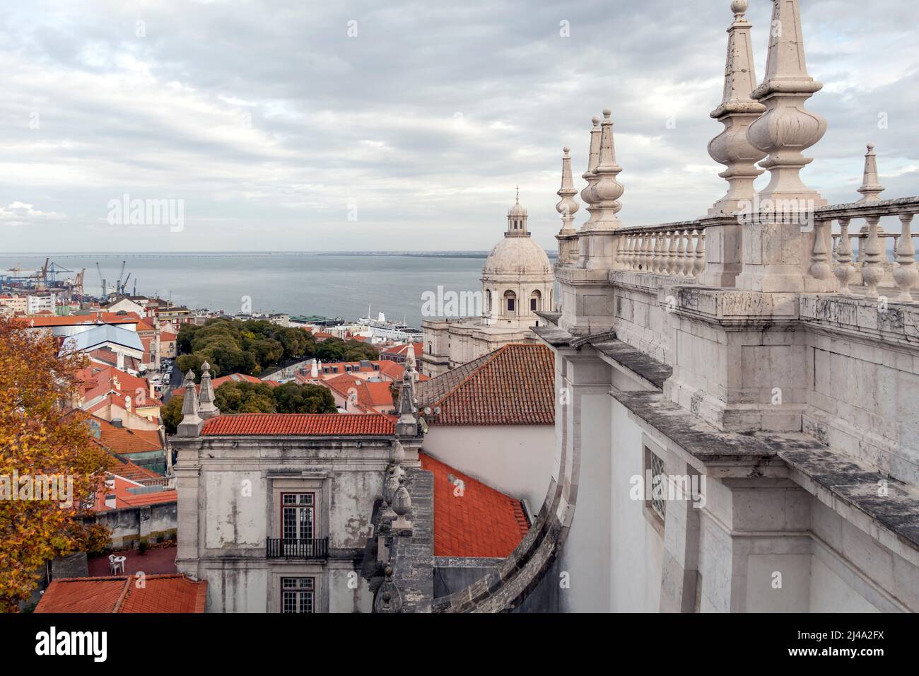 Monastery of Saint Vincent de Fora and panoramic view of Lisbon city ...