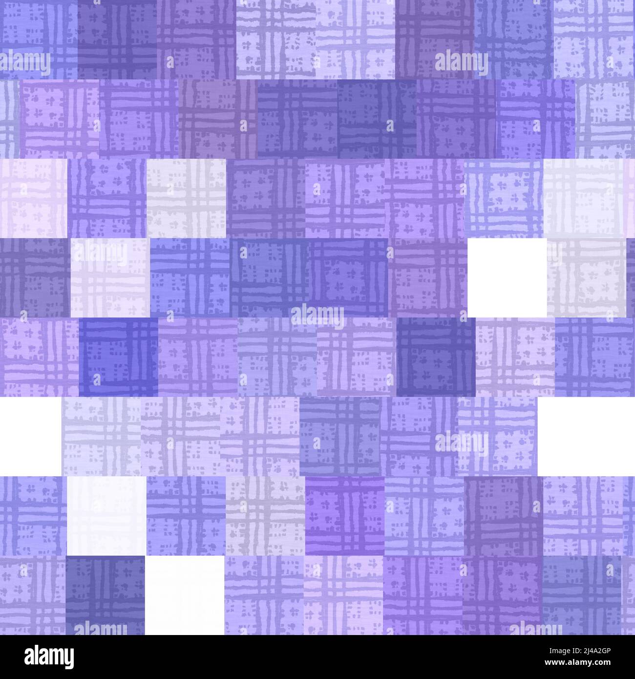 Random patchwork purple mosaic pixel grid seamless pattern. Modern ...