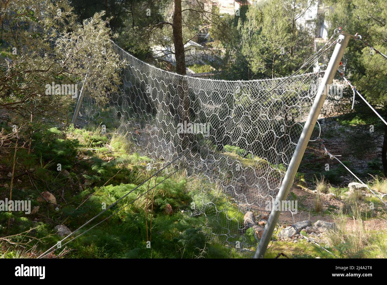 Rockfall protection nets at Mont Faron Toulon Stock Photo - Alamy