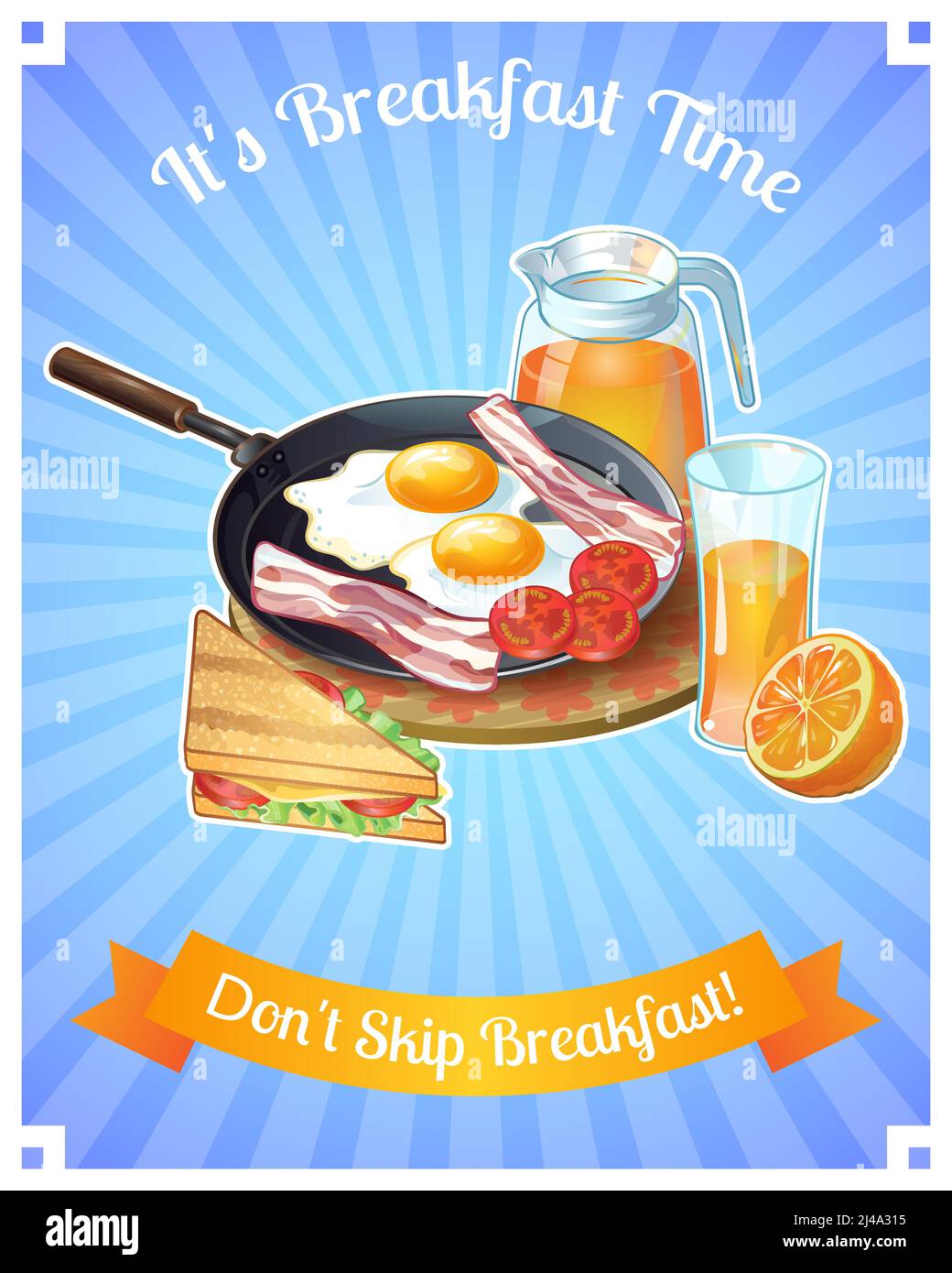 Colored breakfast poster with title it s breakfast time don t skip ...
