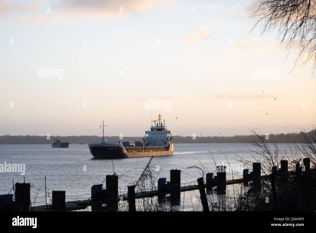 Kiel, Germany - February 22, 2022: A maritime vessel is entering the ...