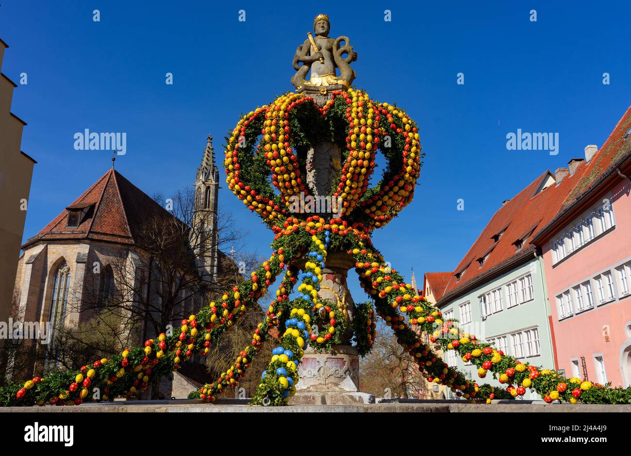 Easter holiday decoration in the beautiful german middle age village ...