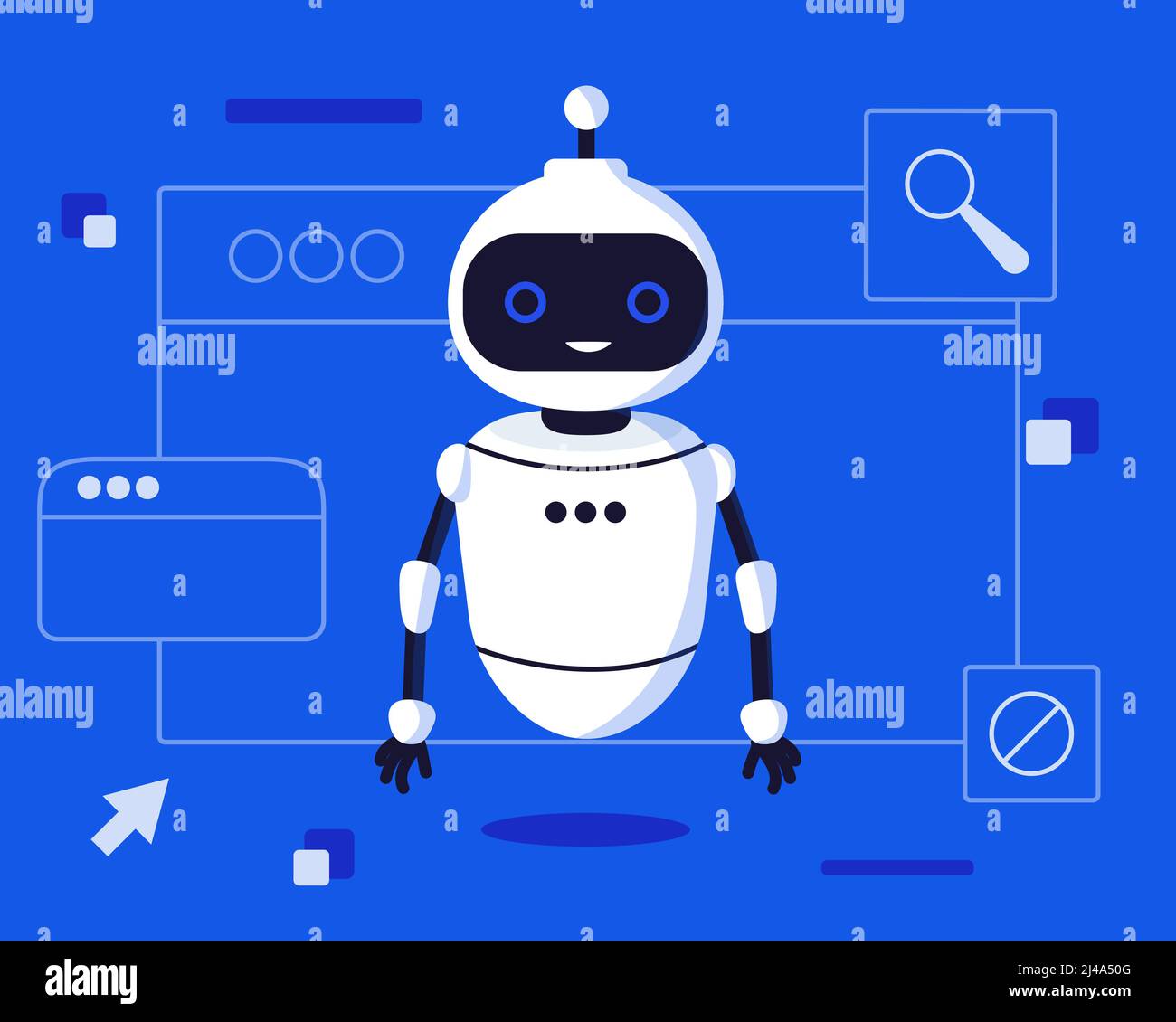 Chat bot robot say hi vector flat cartoon character illustration on ...