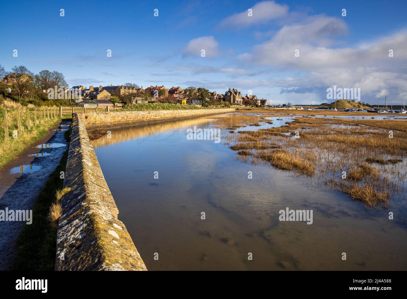 Alnmouth estuary from the Northumberland Coast Path in the spring ...