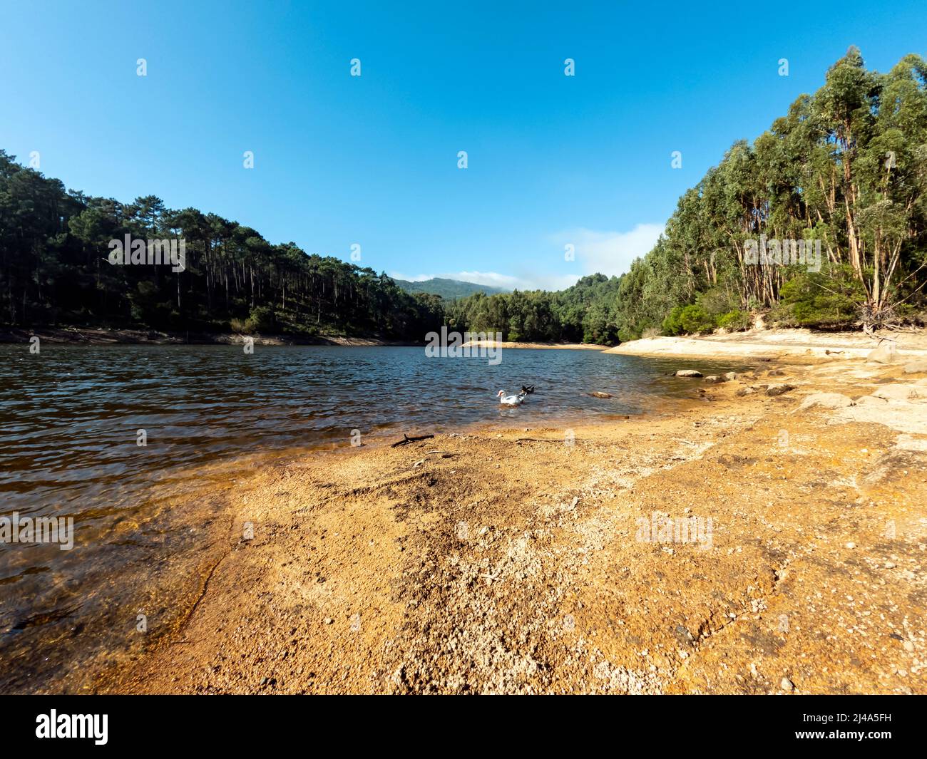Dam in Sintra mountains, Barragem da Mula lake and important water ...