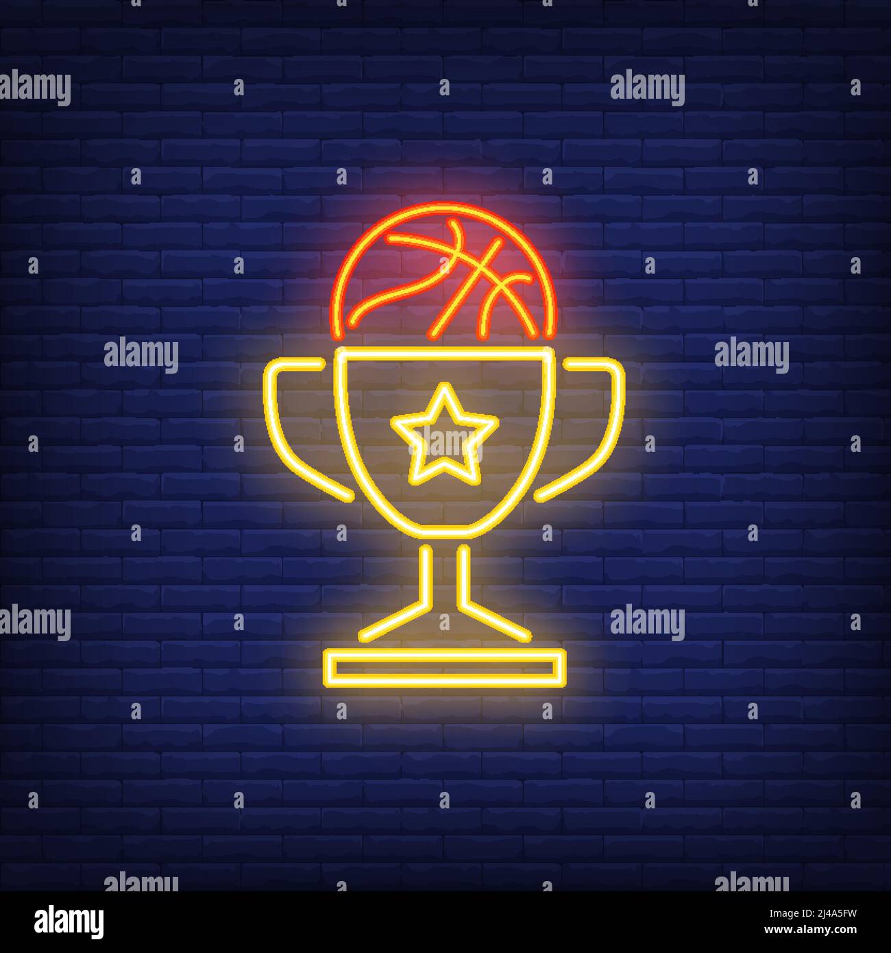 Basketball in cup neon sign. Basketball, win, team game and sport ...