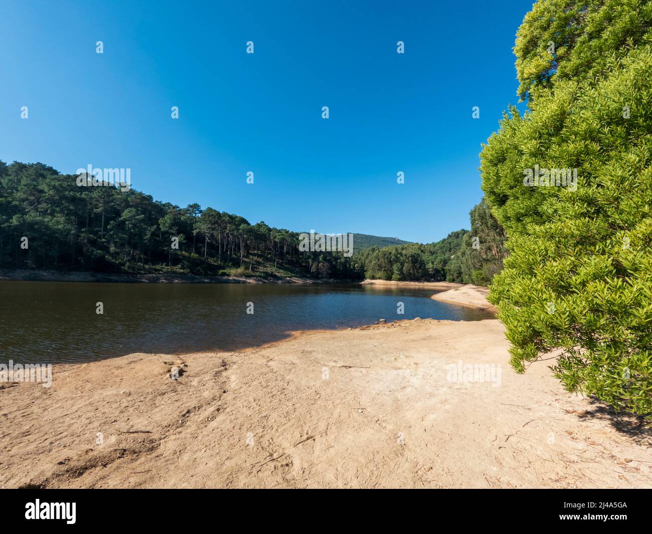 Dam in Sintra mountains, Barragem da Mula lake and important water ...