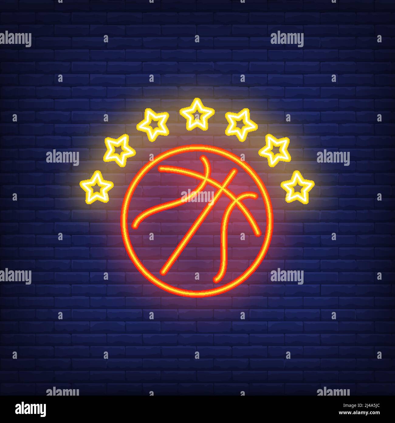 Basketball with seven stars neon sign. Basketball, win, team game and ...