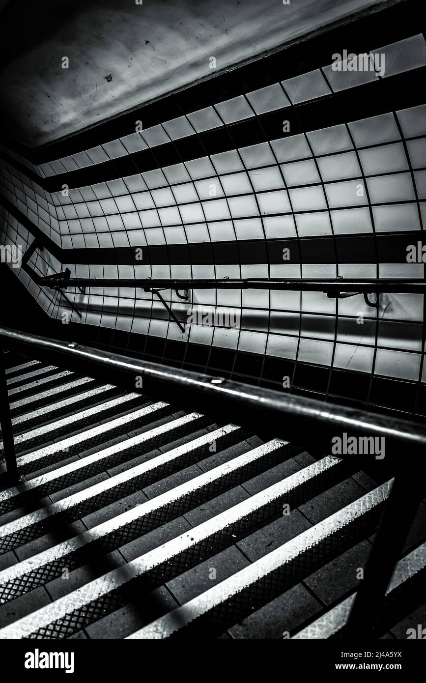 Stairs in an underground station, London, England, UK Stock Photo - Alamy