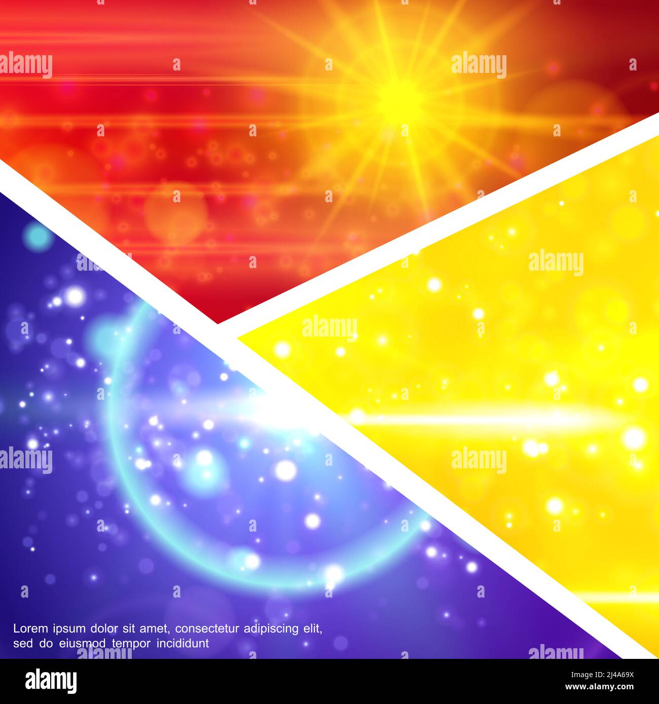 Colorful light effects composition with sparkles sunlight glitter flash ...