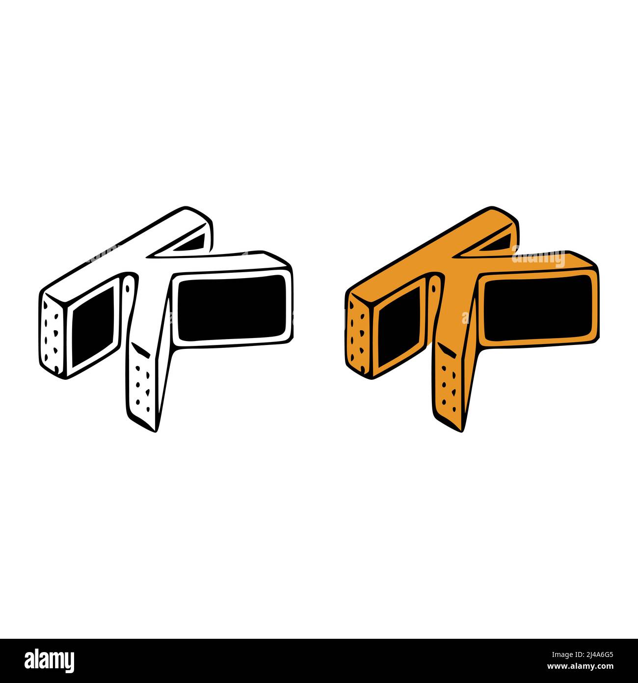 Isometric letter k doodle vector illustration on white background ...