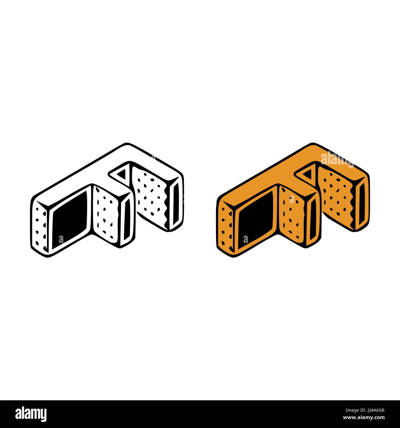 Isometric letter f doodle vector illustration on white background ...